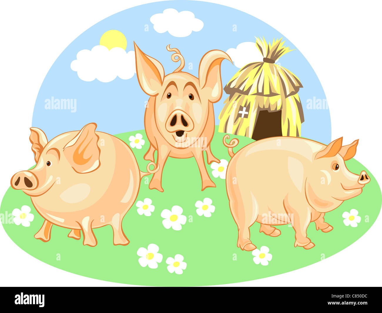 Trois petits cochons maison paille Banque de photographies et d’images ...