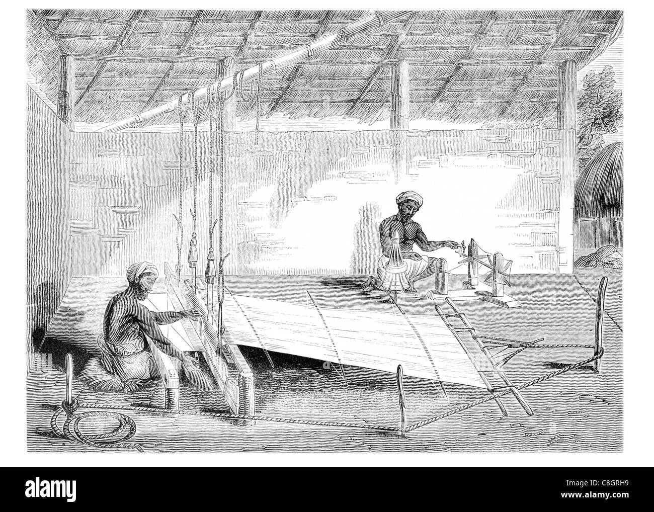 Tisserand traditionnel Banque d'images noir et blanc - Alamy