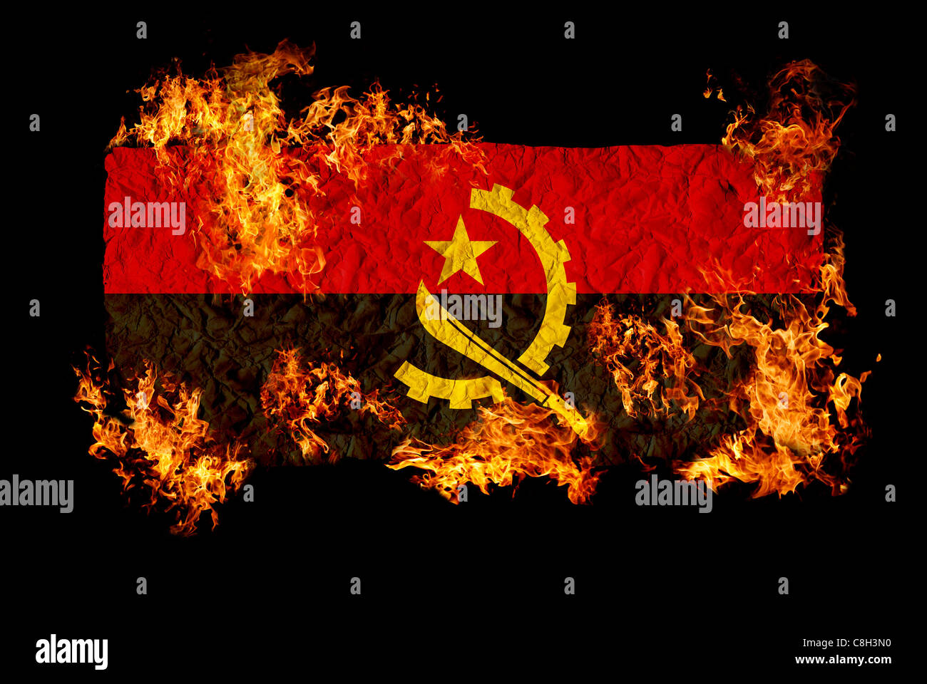 Symboles nationaux et d'un drapeau de l'Angola Photo Stock - Alamy