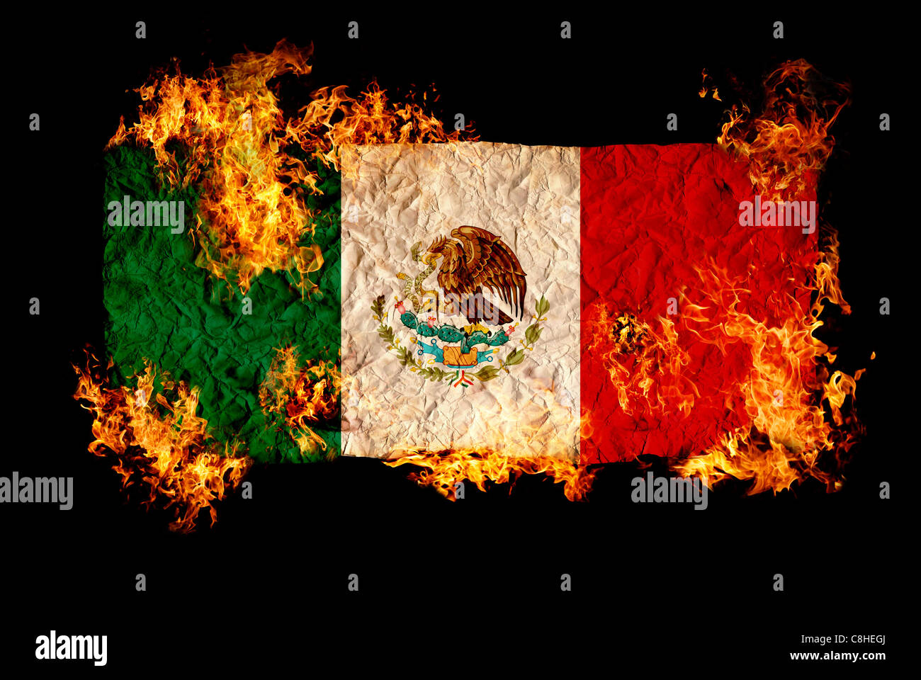 Les symboles nationaux et drapeau du Mexique Photo Stock - Alamy