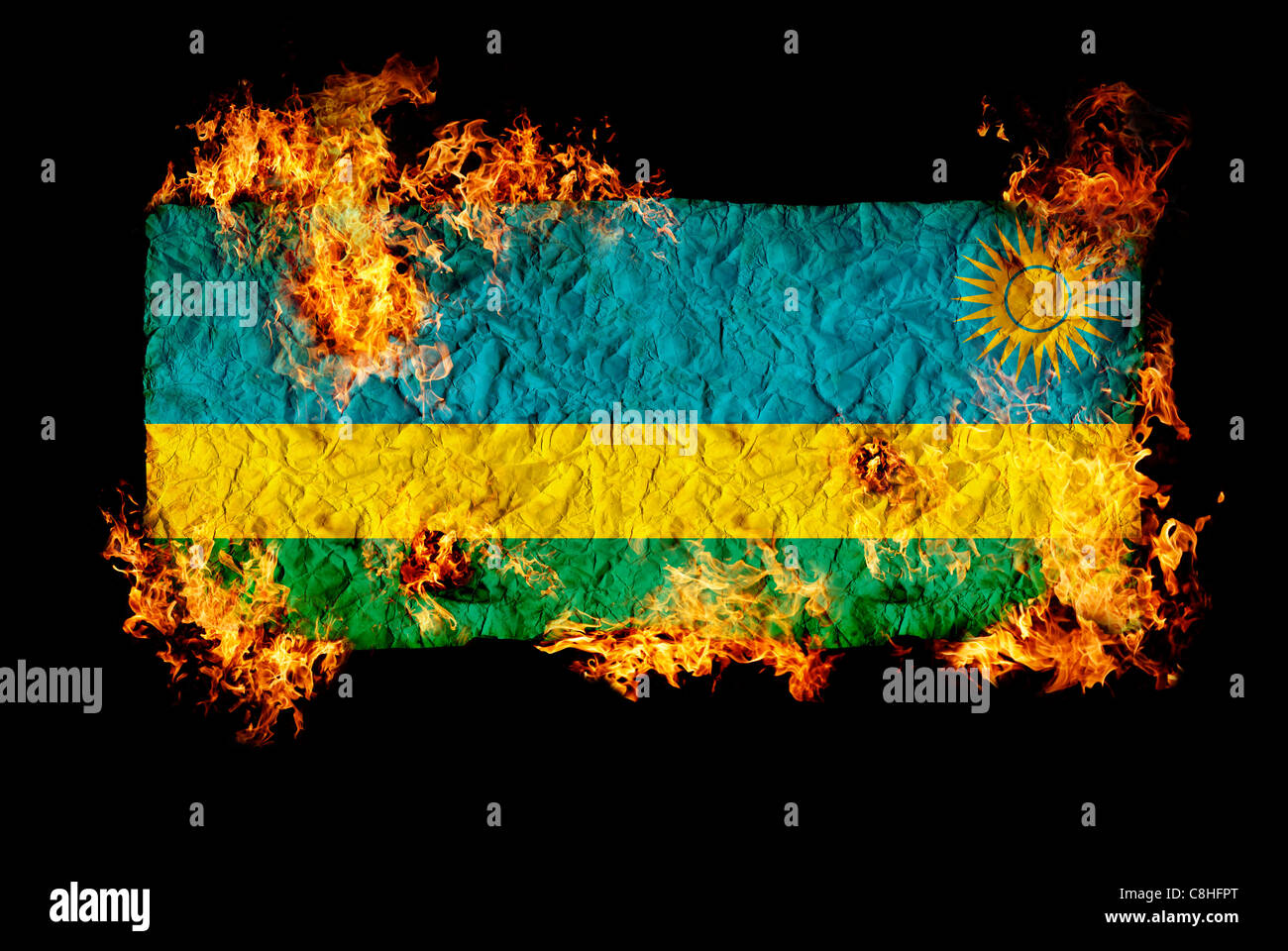 Symboles nationaux et d'un drapeau du Rwanda Photo Stock - Alamy