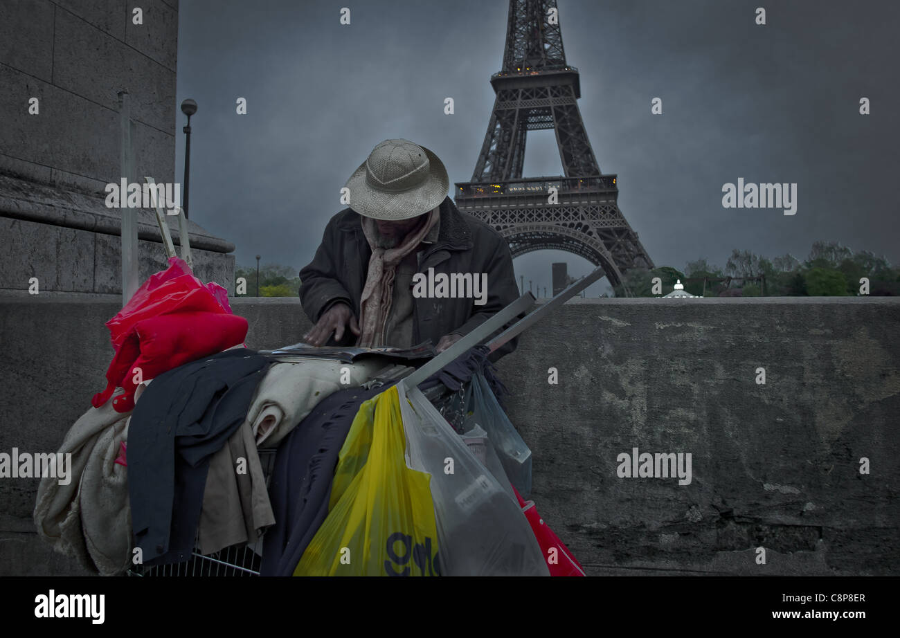 La pauvreté urbaine, les sans-abri, bords de la Seine Paris au pied de ...