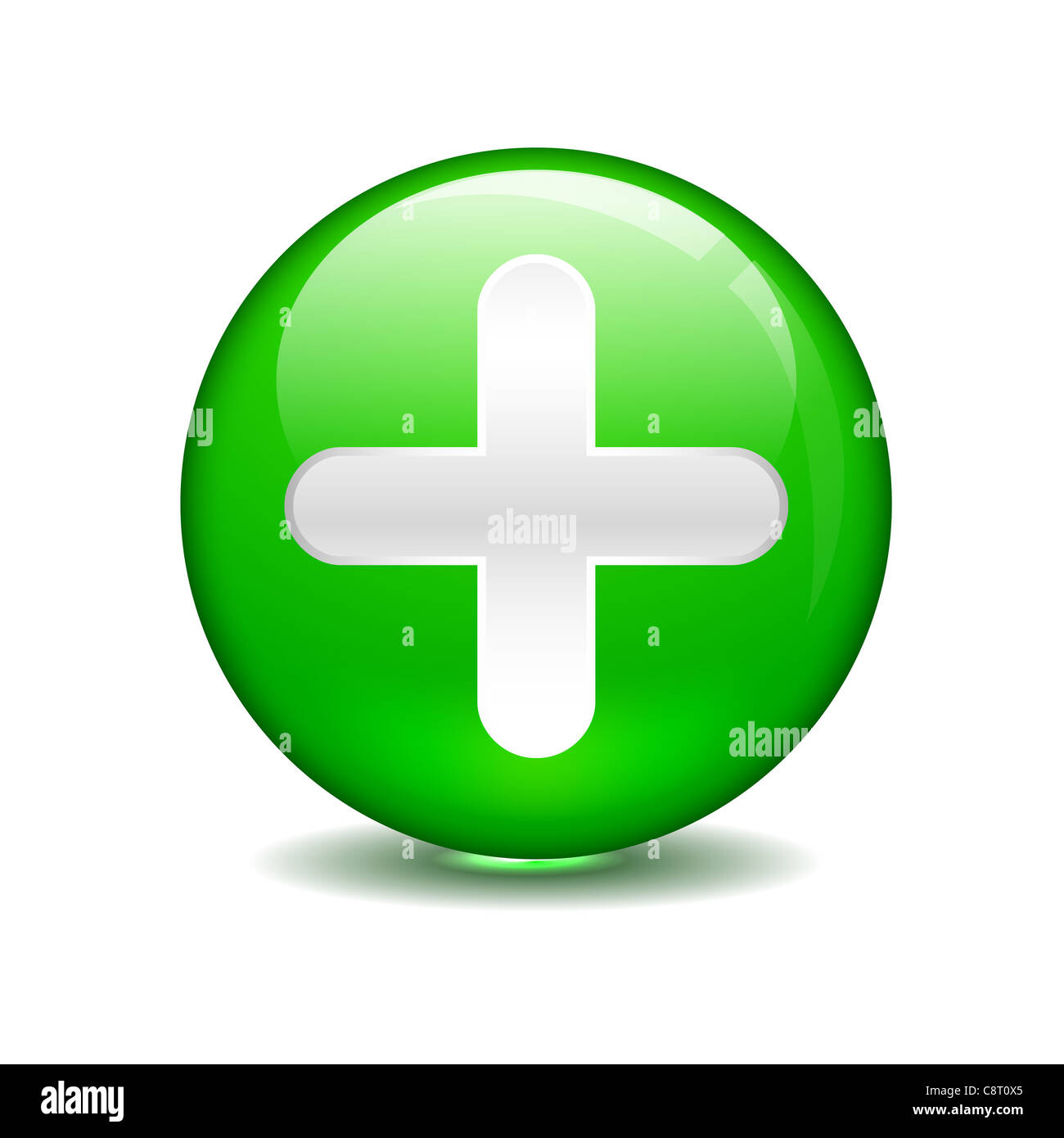 Signe plus en cercle vert Photo Stock - Alamy