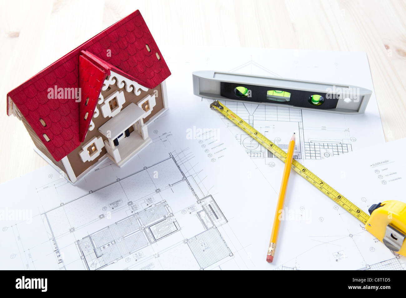 Schéma de maison modèle de maison et papier Photo Stock - Alamy