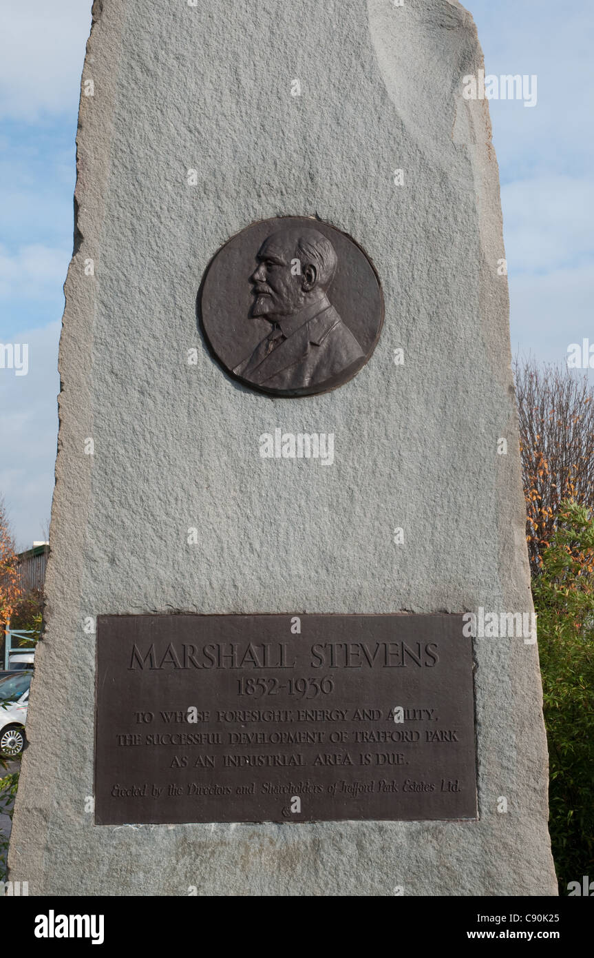Mémorial à Marshall Stevens à Trafford Park Village. A aidé à créer la ...