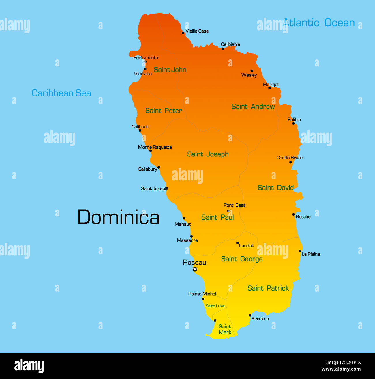 Carte des couleurs de vecteur pays Dominique Photo Stock - Alamy