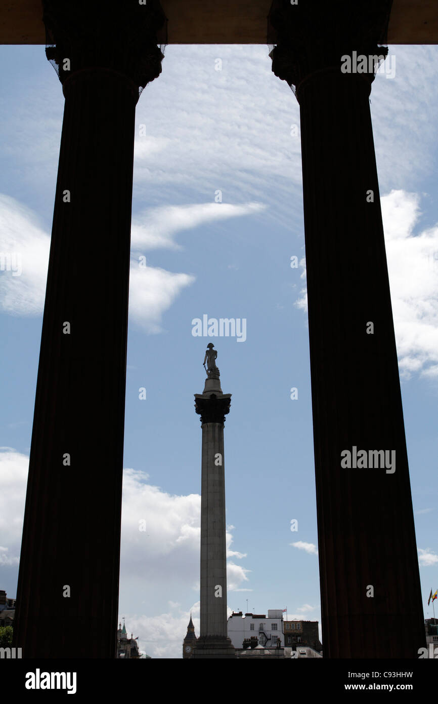 Vue sur la colonne nelsons trafalgar square depuis la galerie nationale ...