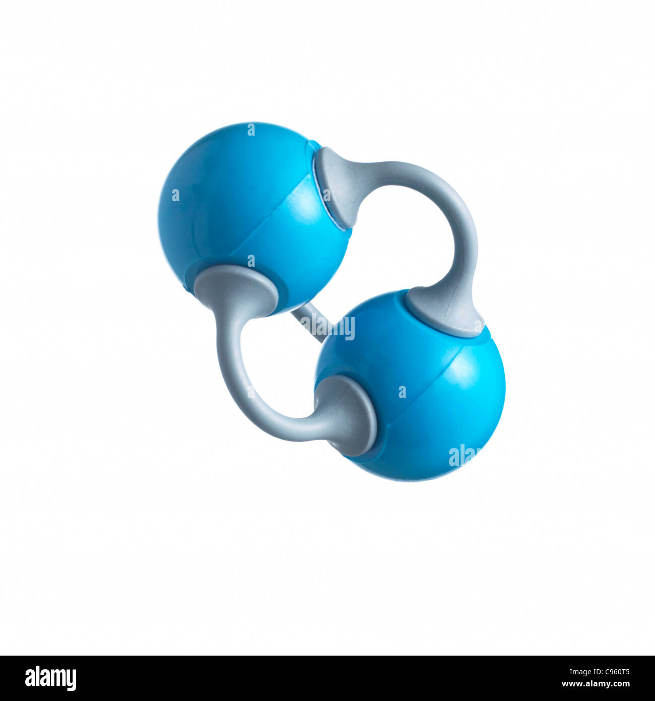Molécule d'azote. Les atomes sont représentés comme des sphères et sont ...