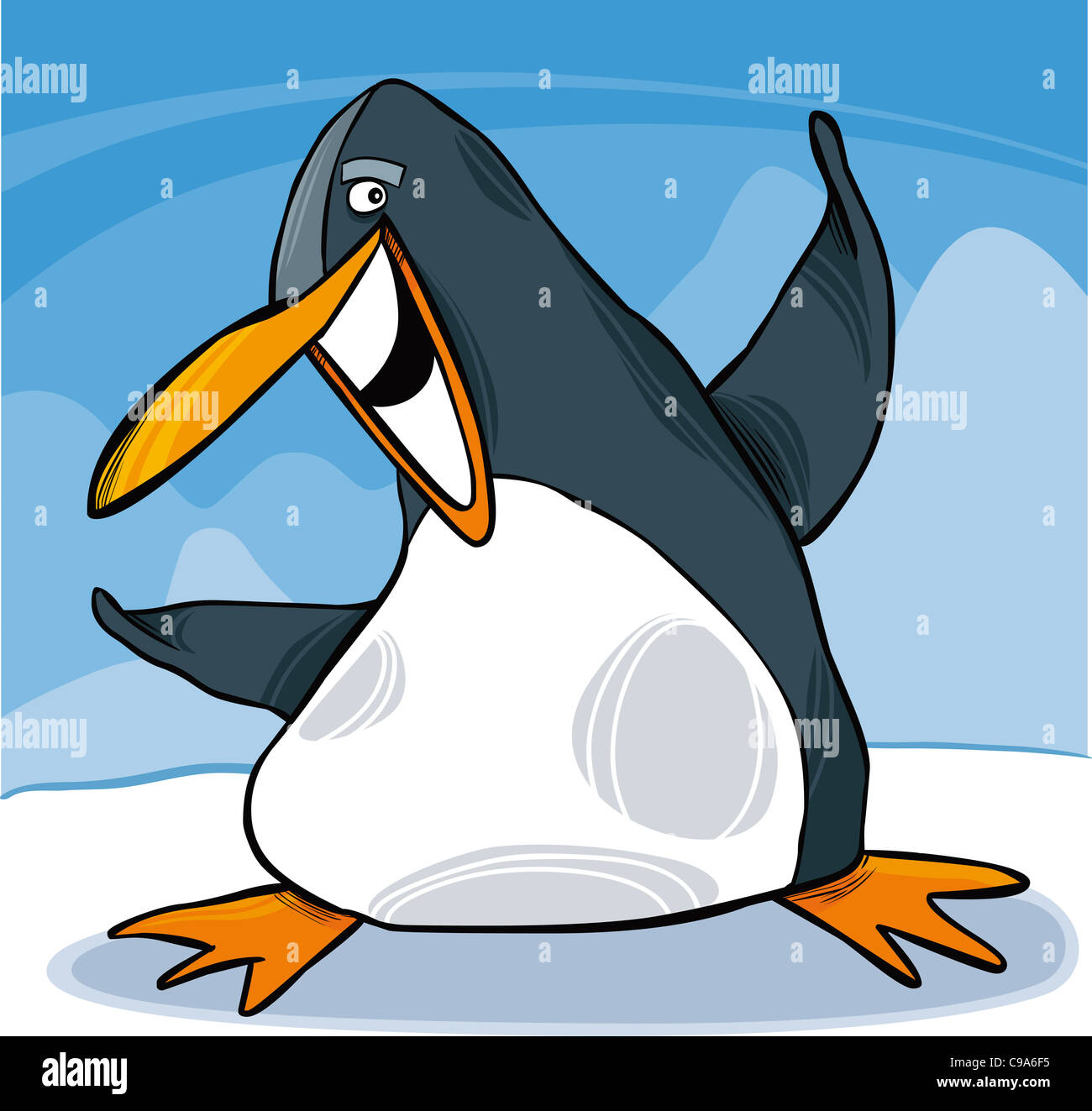 Cartoon illustration de manchot empereur heureux drôle Photo Stock - Alamy