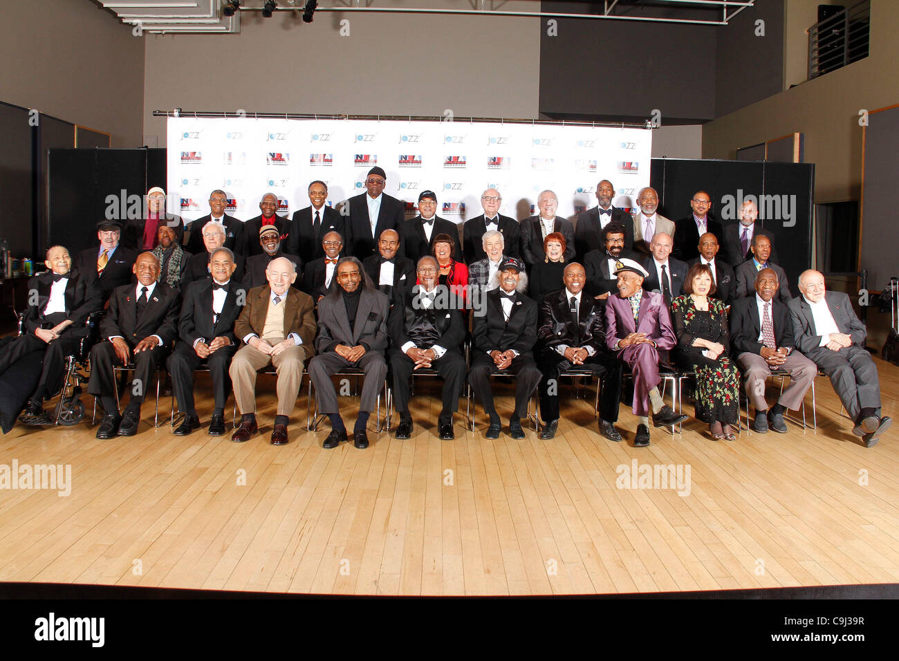 L-R Front Row ; Jimmy Scott ; Candido Camero, Wrank Wess ; George Wein ...