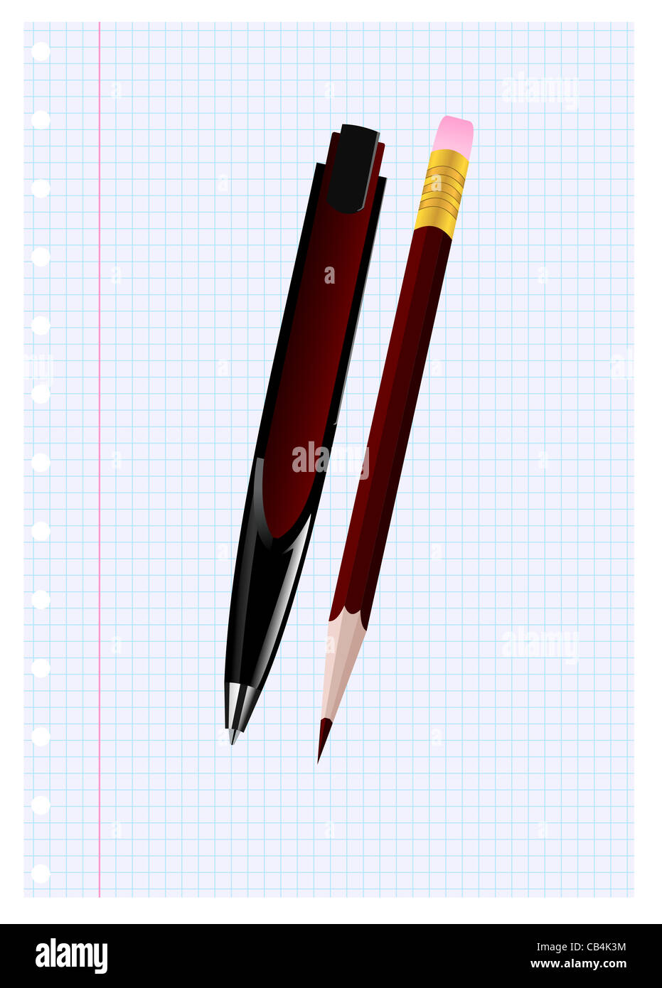 Feuille avec stylo Banque d'images détourées - Alamy