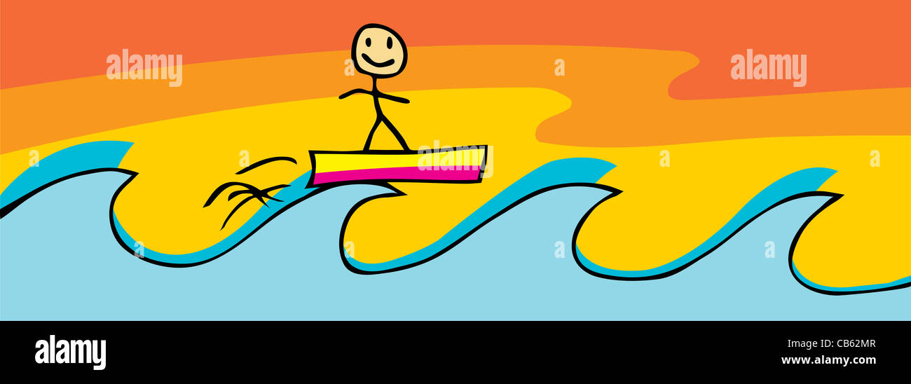 Smiling stick figure sur les plus hautes vagues de surf Photo Stock - Alamy