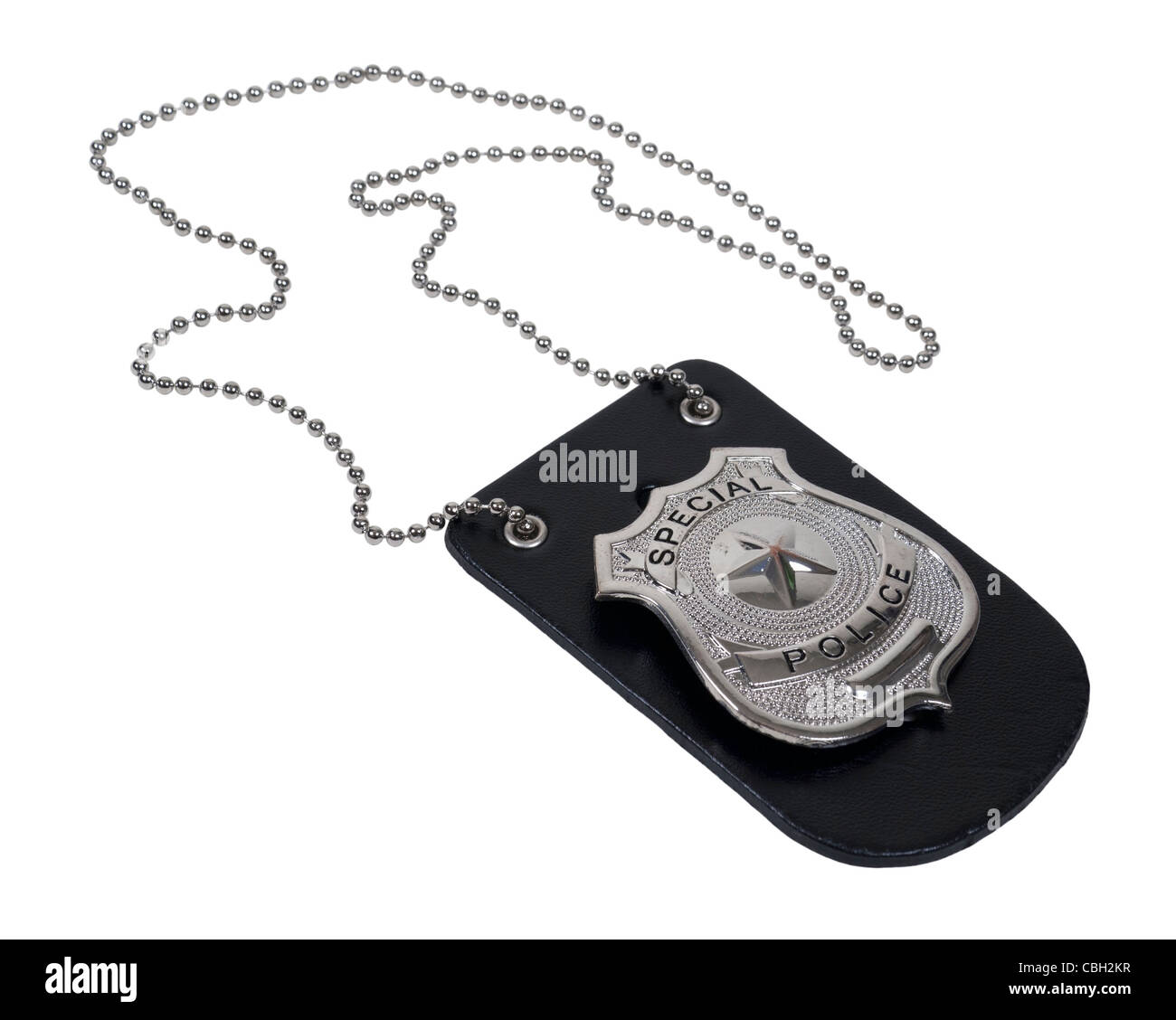 Insigne de police spéciale en argent avec une étoile sur le cuir avec ...