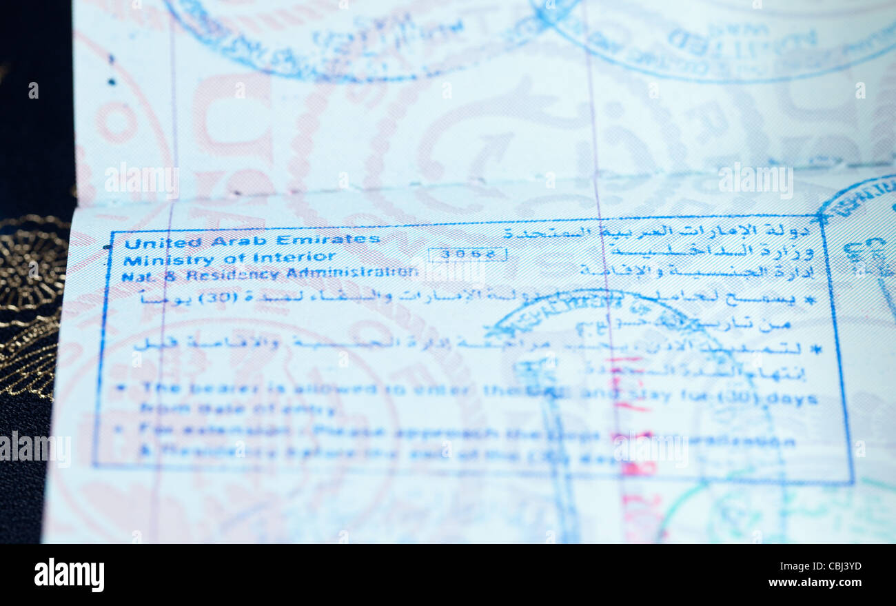 Passport stamp visa uae Banque de photographies et d’images à haute ...