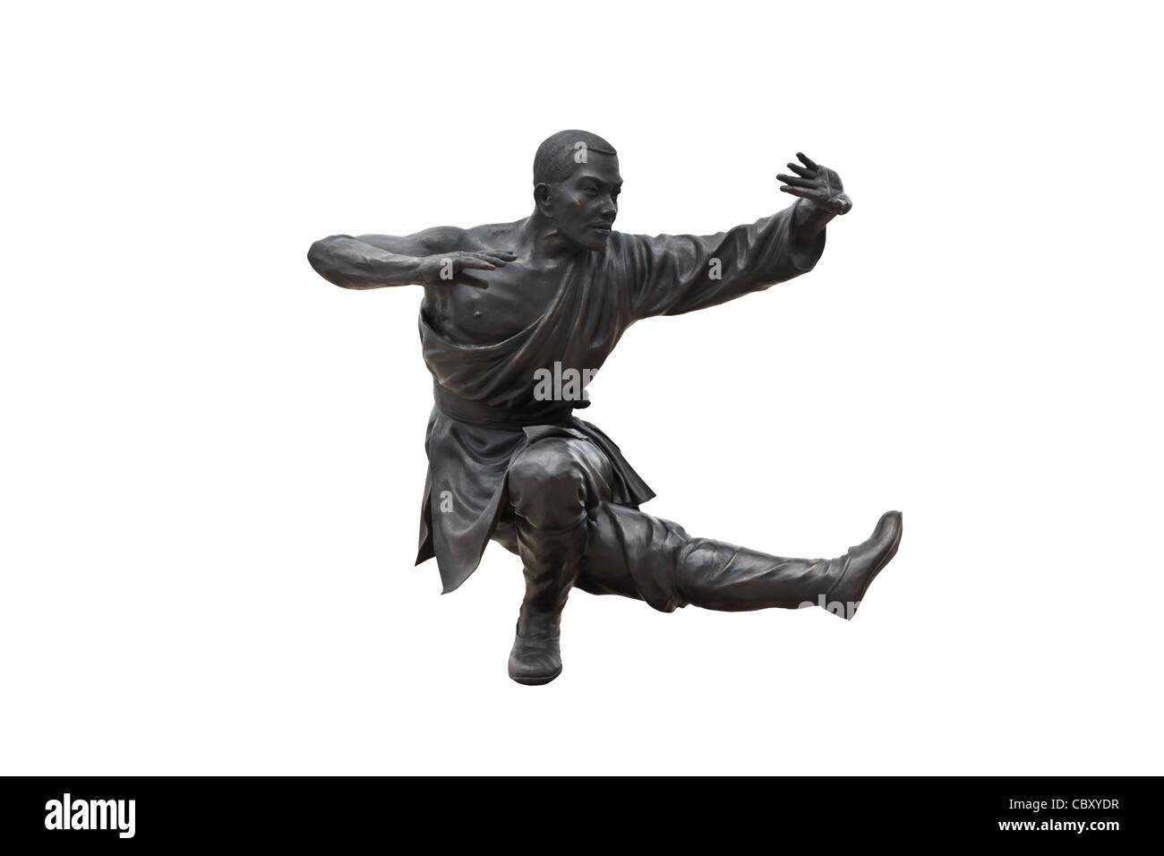 Guerriers moine kung fu statue sur fond blanc (prendre du temple ...