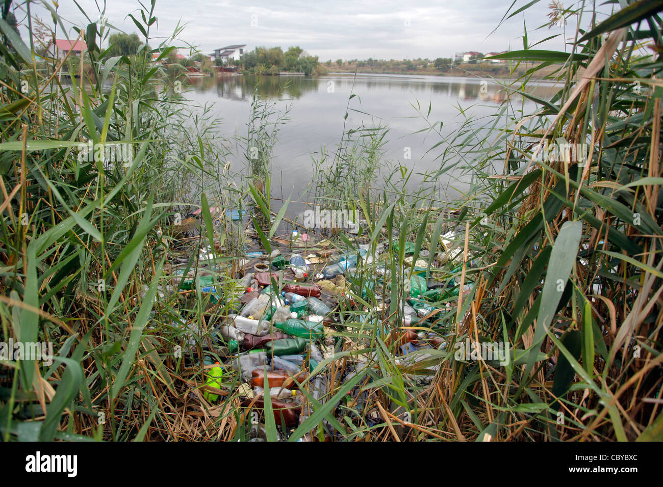 Bouteilles en plastique polluant la nature Banque de photographies et d ...