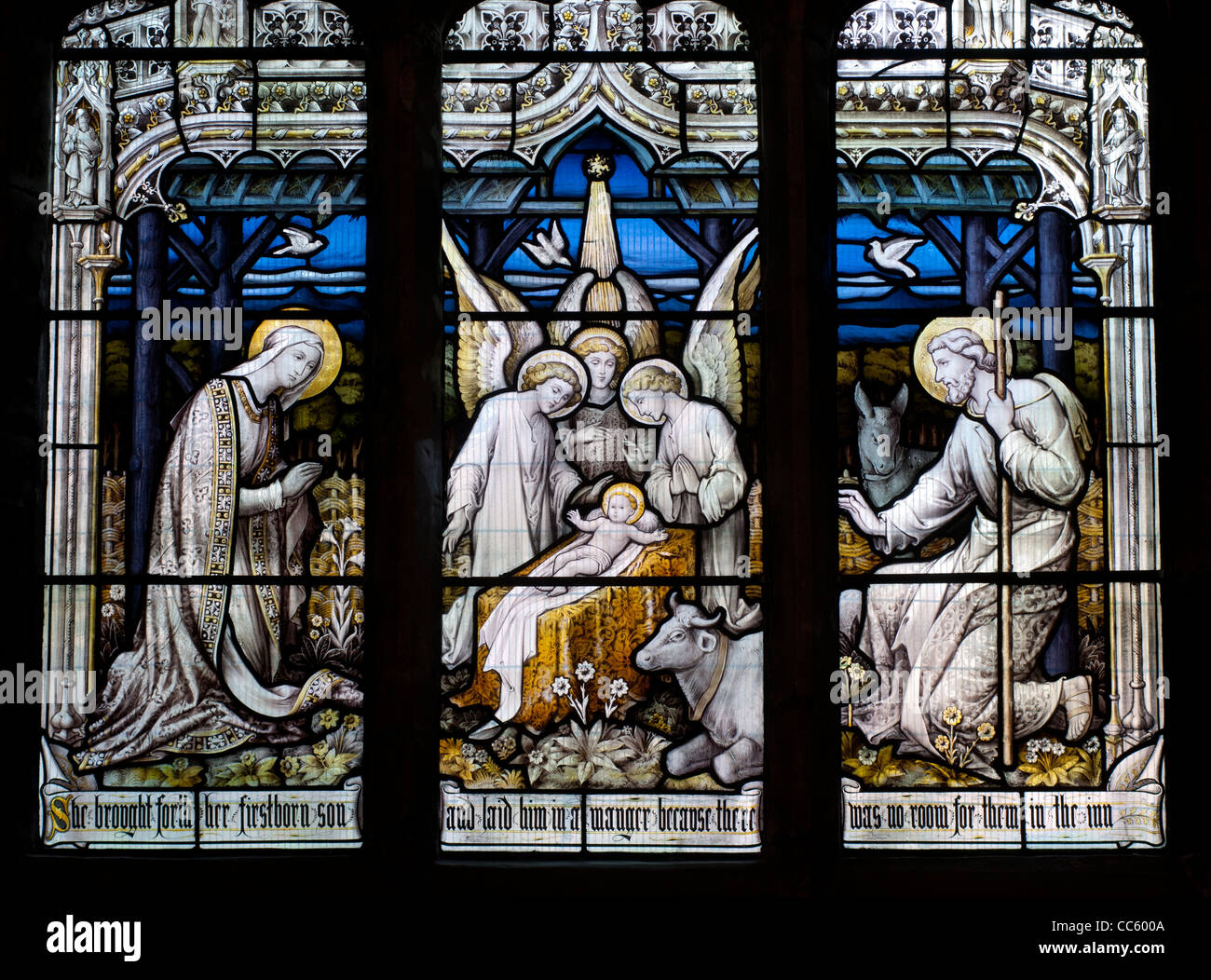 Vitrail de la nativité, Église Saint Nicolas, Kenilworth, Warwickshire ...
