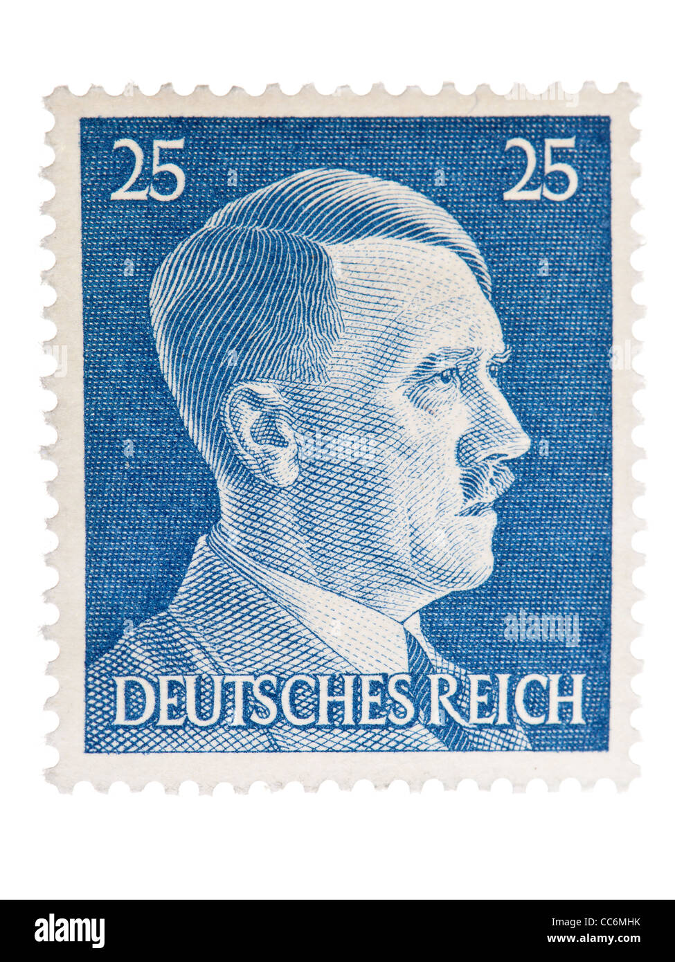 Timbre-poste : Reich allemand, Adolf Hitler, 1941/ 1944, 25 pfennig ...