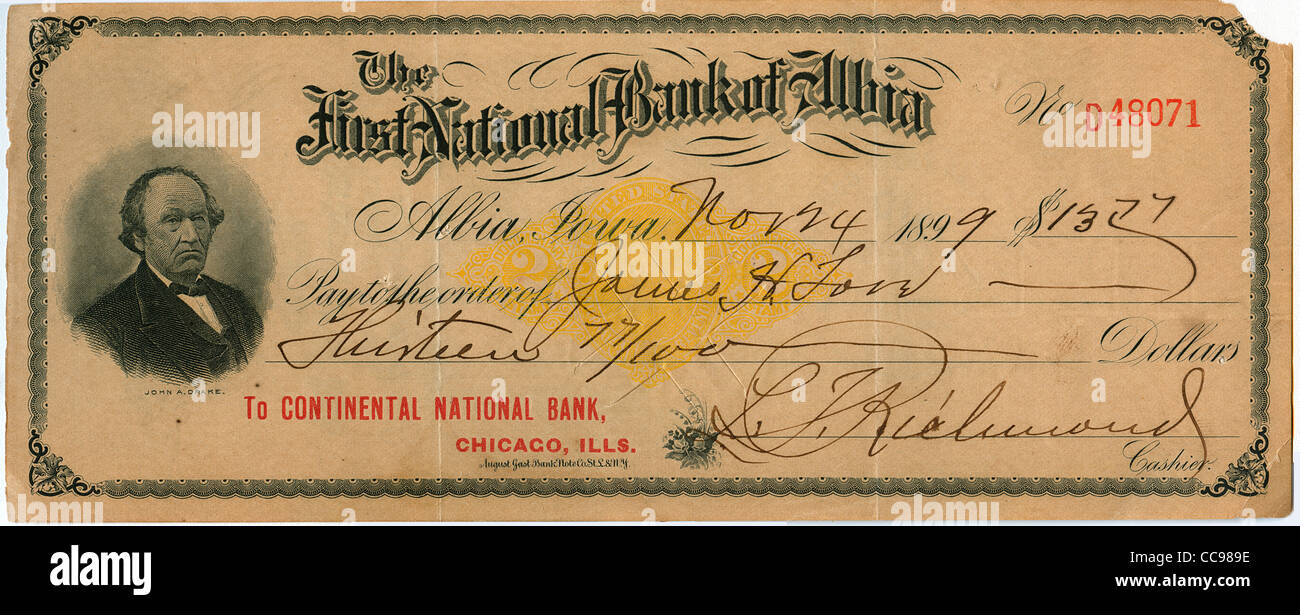 Bank cheque old Banque de photographies et d’images à haute résolution ...