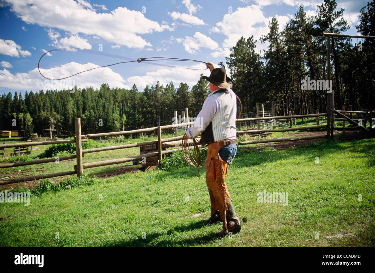 Cowboy throwing lasso Banque de photographies et d’images à haute ...