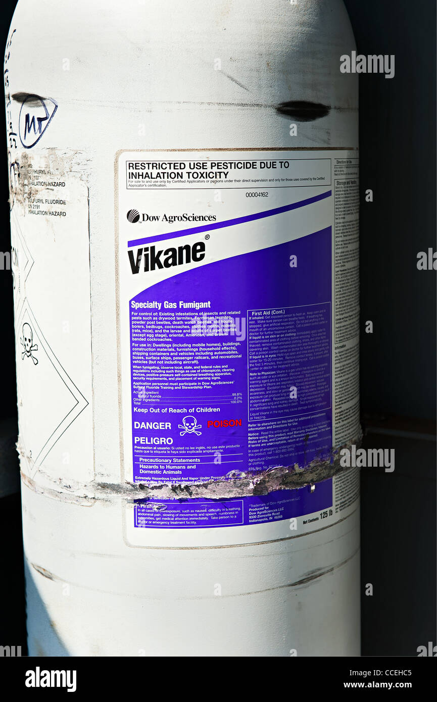 Cylindre avec Fumigation vikane, (fluorure de sulfuryle) pour être ...