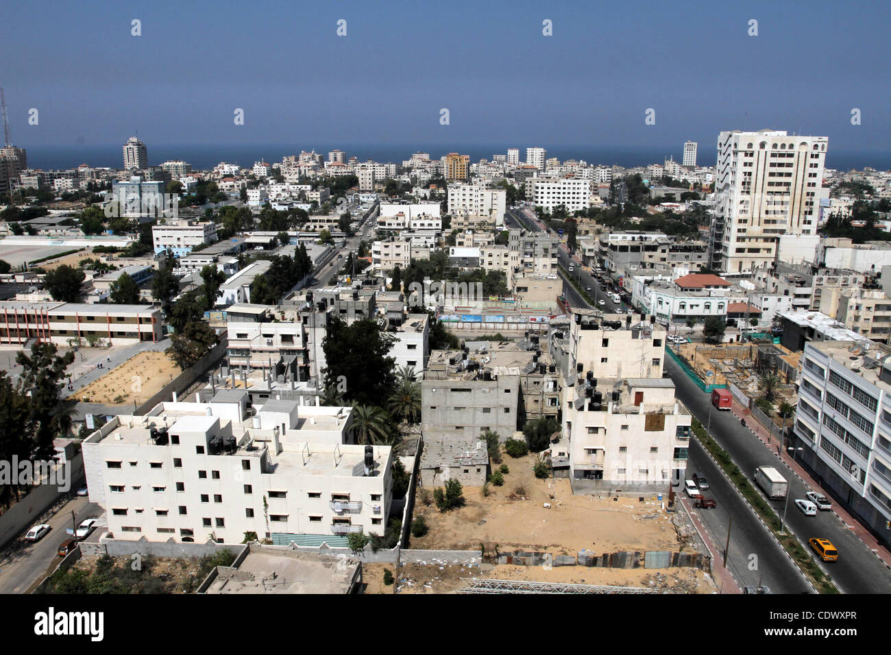 Une vue générale de la bande de Gaza indique les paramètres de la ville ...