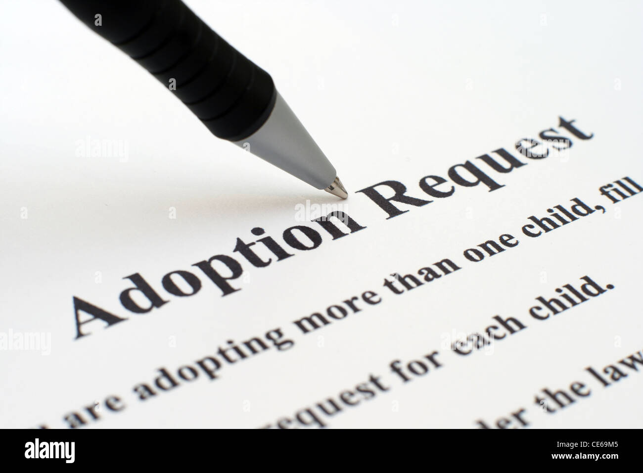 Formulaire de demande d'adoption Photo Stock - Alamy