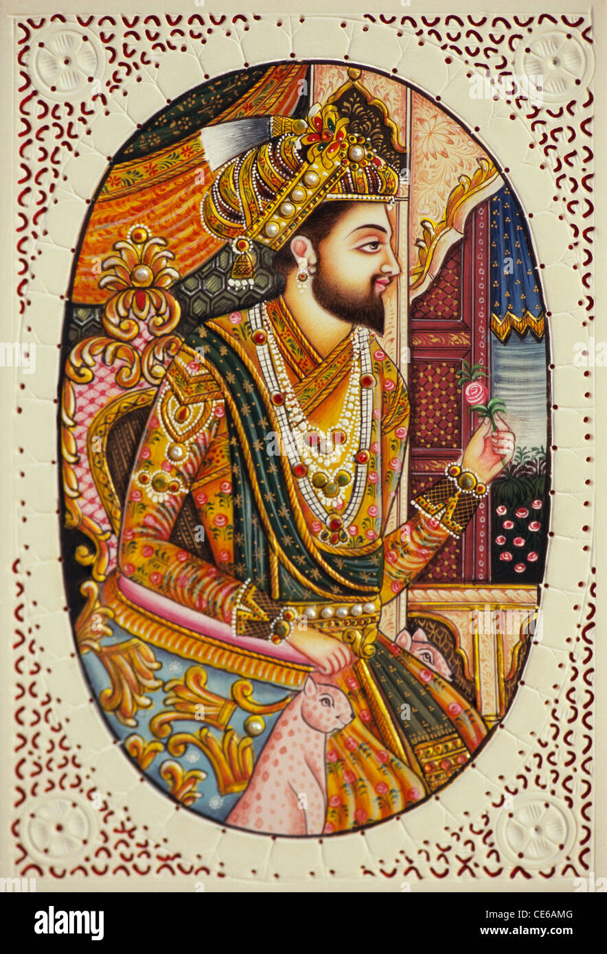 Shah Jahan , peinture miniature sur ivoire , empereur moghol , Inde ...