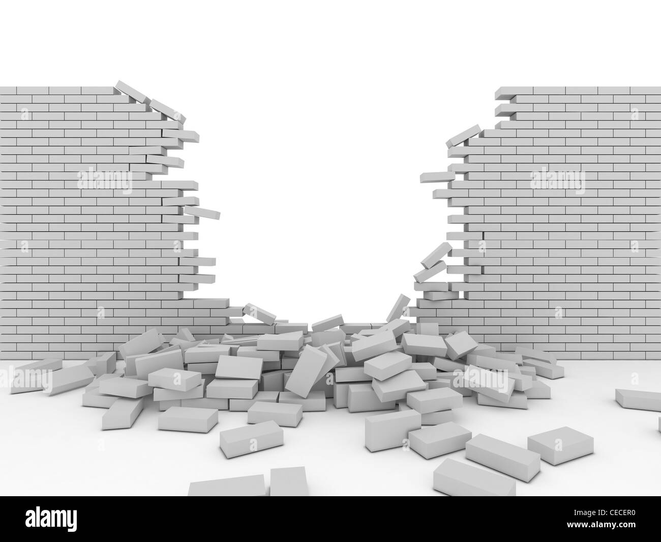 Broken bricks Banque d'images noir et blanc - Alamy