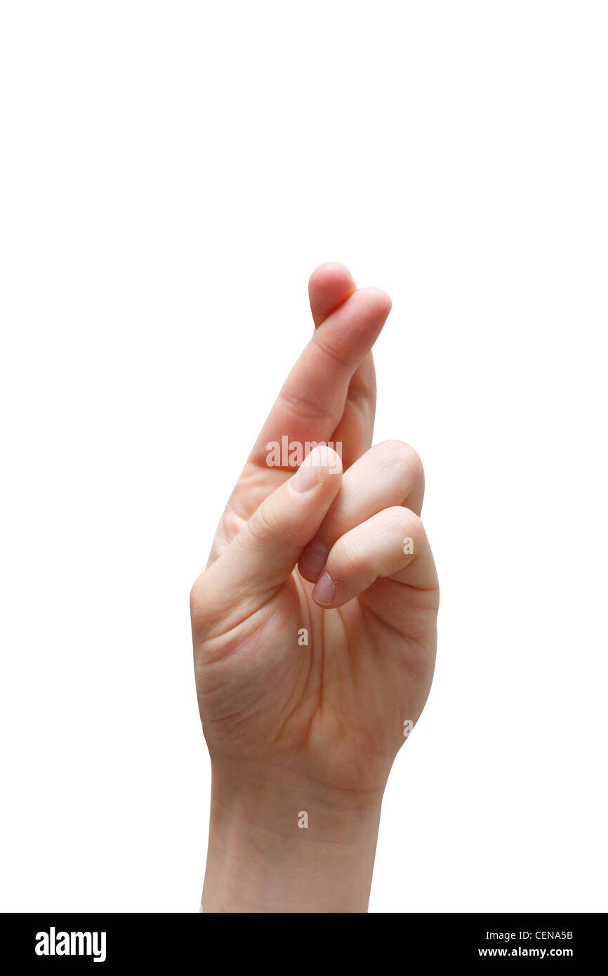 Croiser les doigts pour souhaiter bonne chance Banque de photographies ...