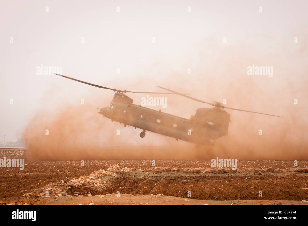 Des hélicoptères Chinook de la RAF sur les manoeuvres en désert ...