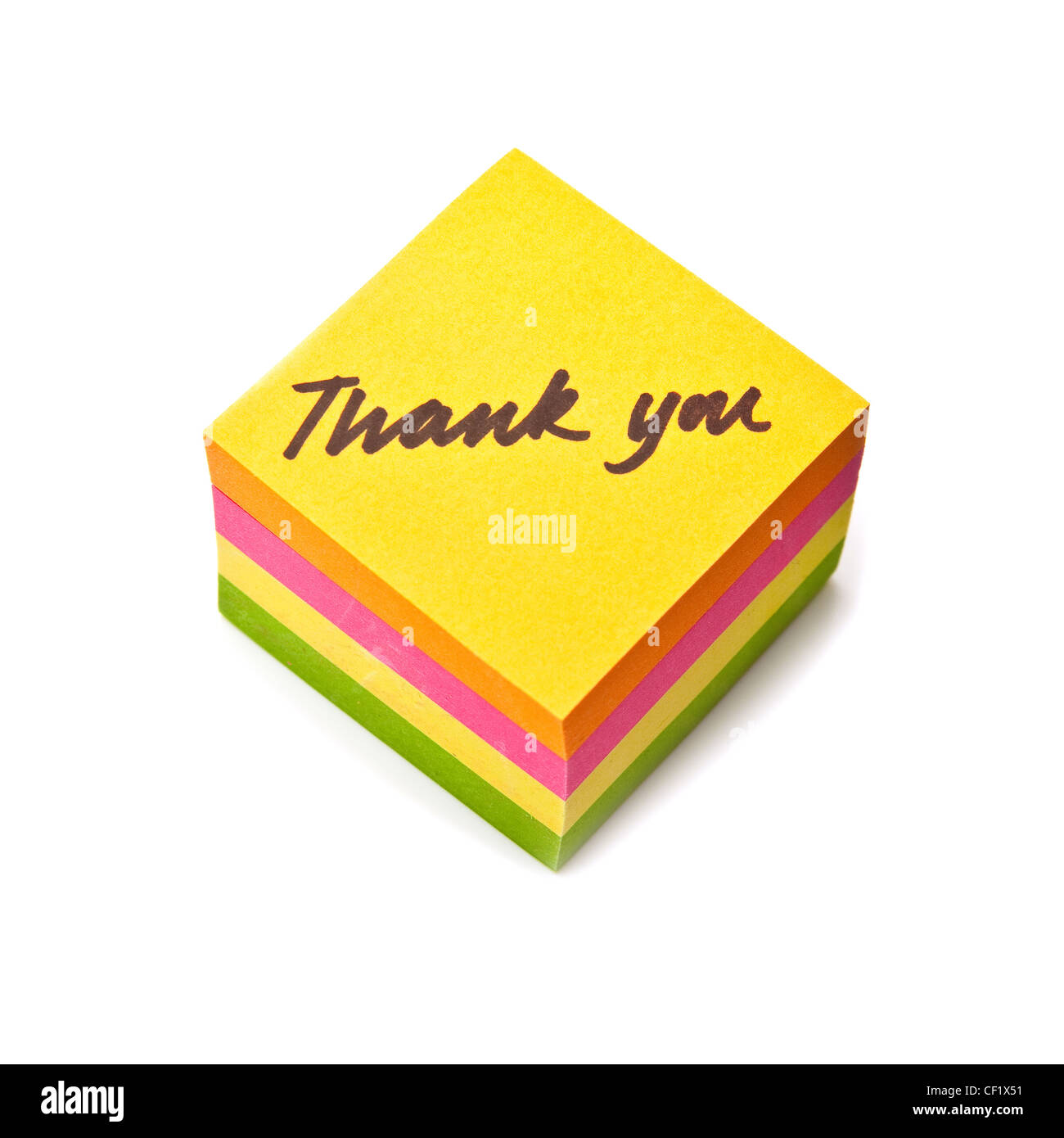 Merci note écrite sur un post-it-notes isolated on a white background ...