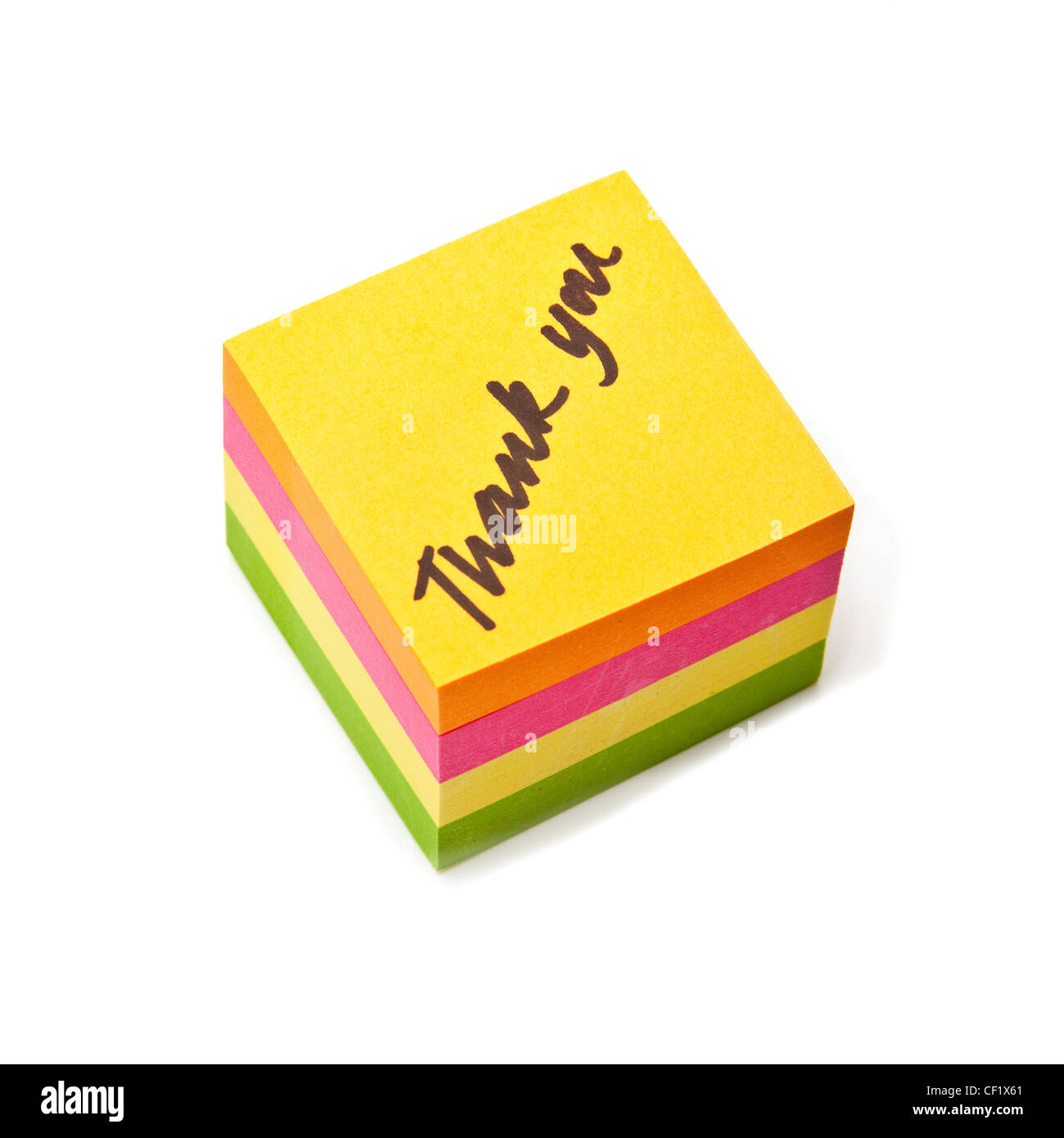 Merci note écrite sur un post-it-notes isolated on a white background ...