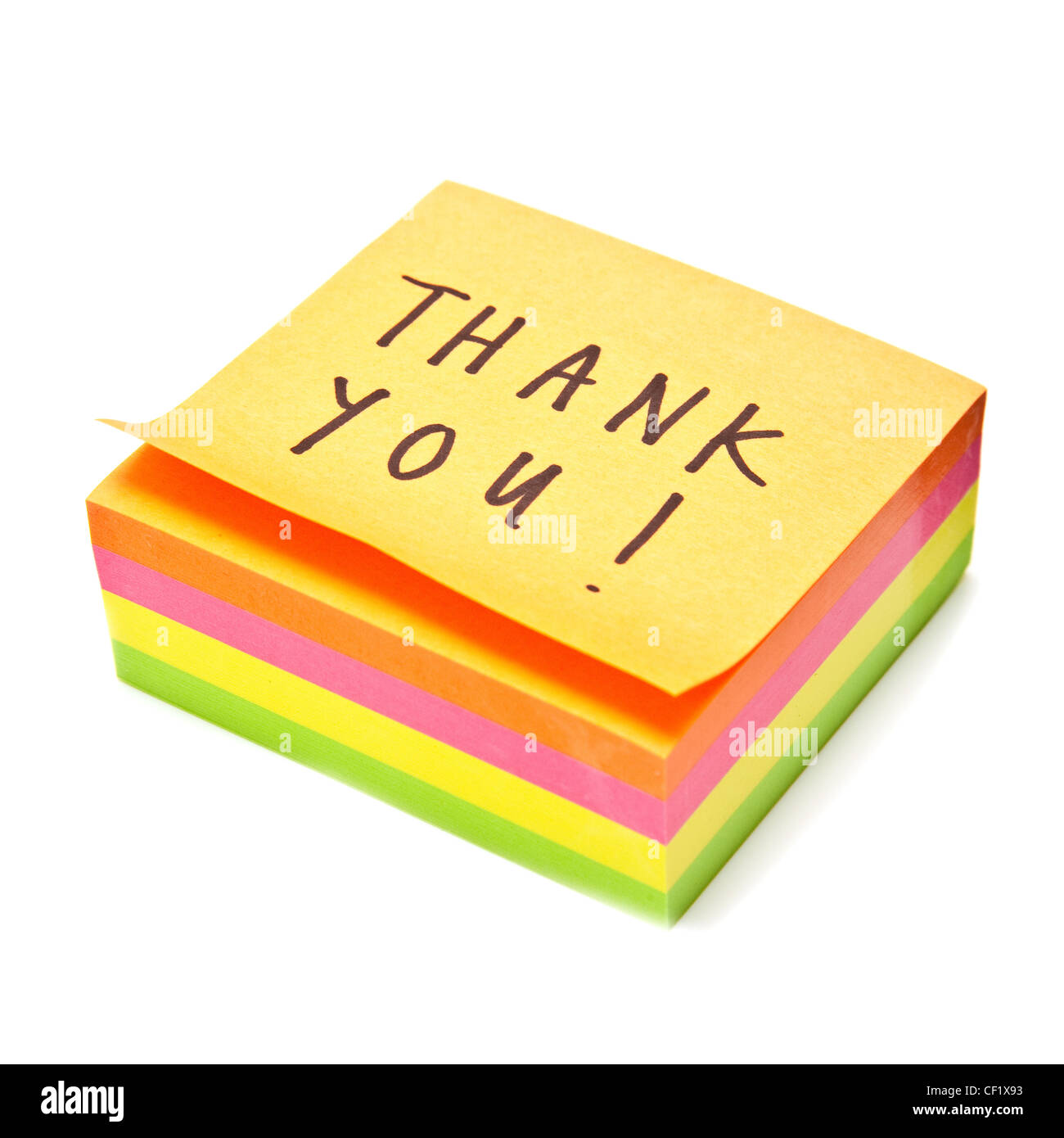 Merci note écrite sur un post-it-notes isolated on a white background ...