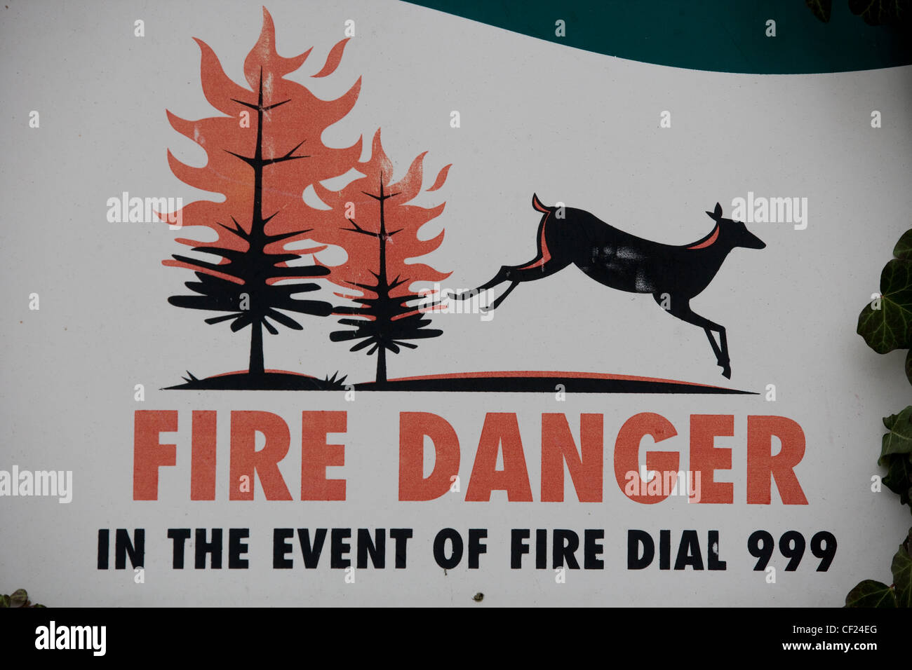 Signe de danger d'incendie dans les bois Photo Stock - Alamy
