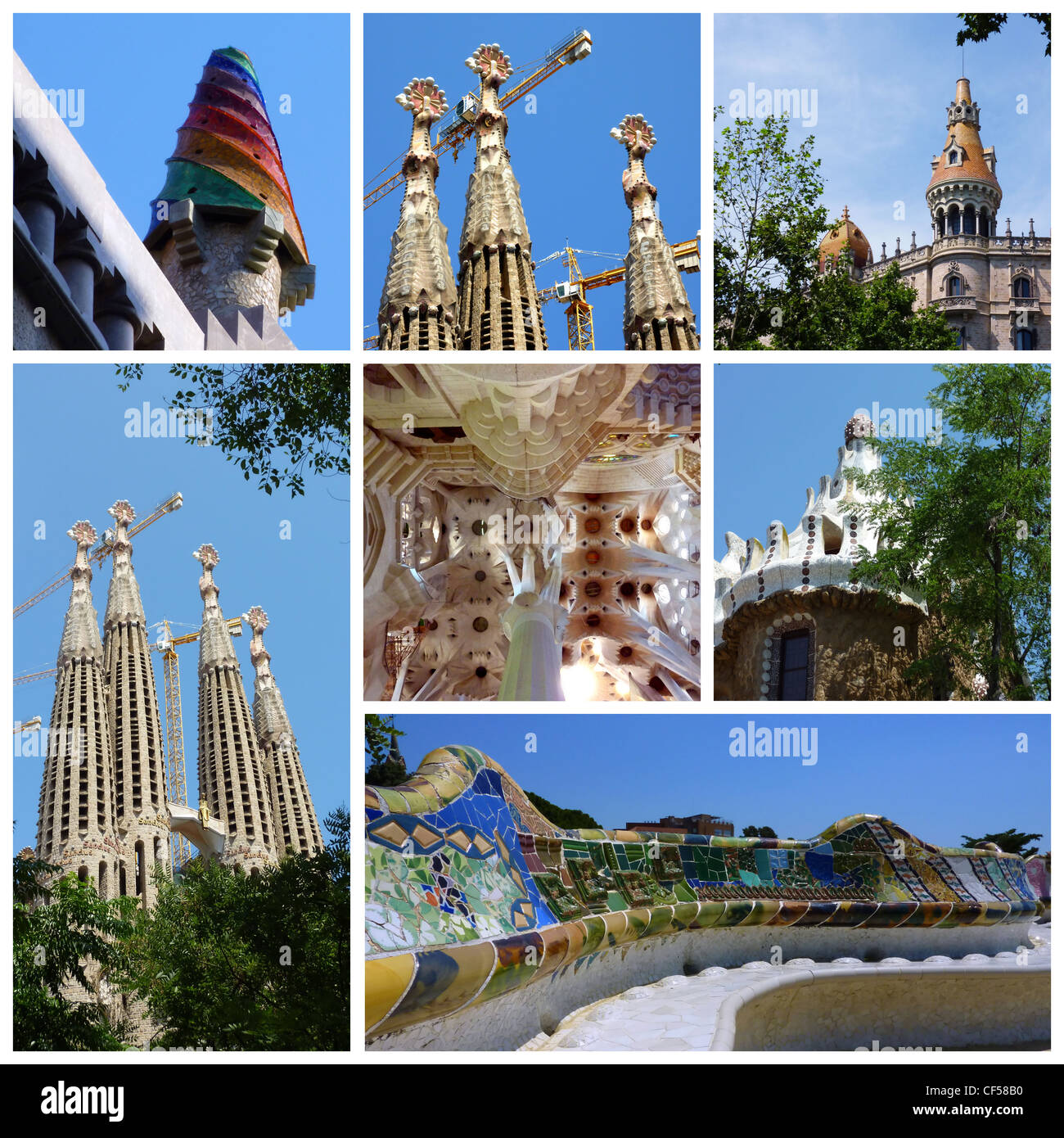 Collage de célèbre œuvre architecturale sur Antoni Gaudi, Barcelone ...