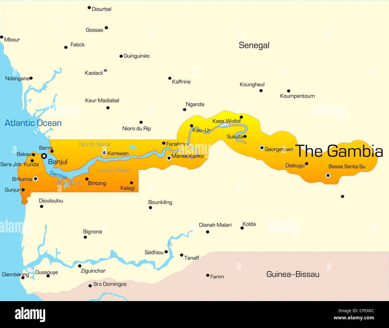 Carte de gambie Banque de photographies et d’images à haute résolution ...