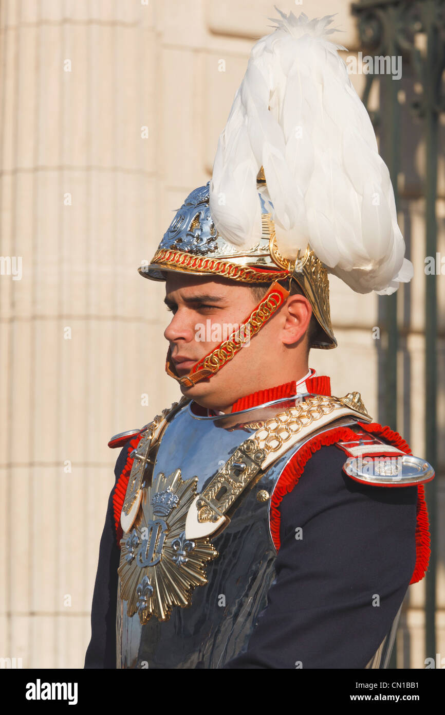 Madrid, Espagne. Coraceros de la Guardia Real. Cuirassiers de la Garde ...