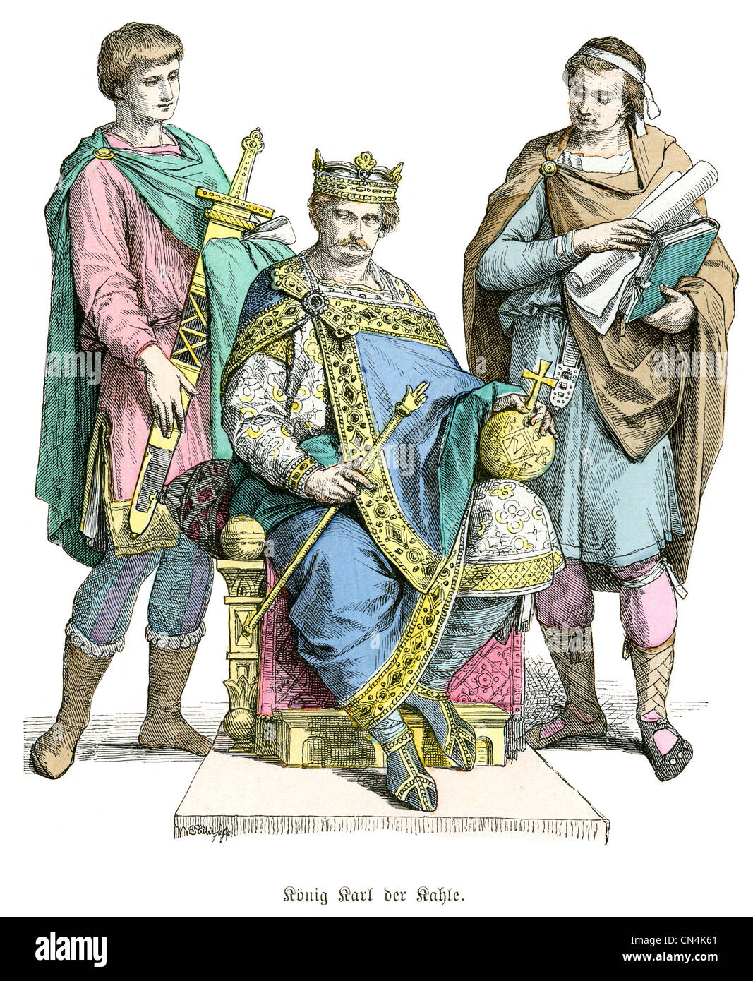 Charles II, connu sous le nom de Charles le Chauve (en français Charles ...