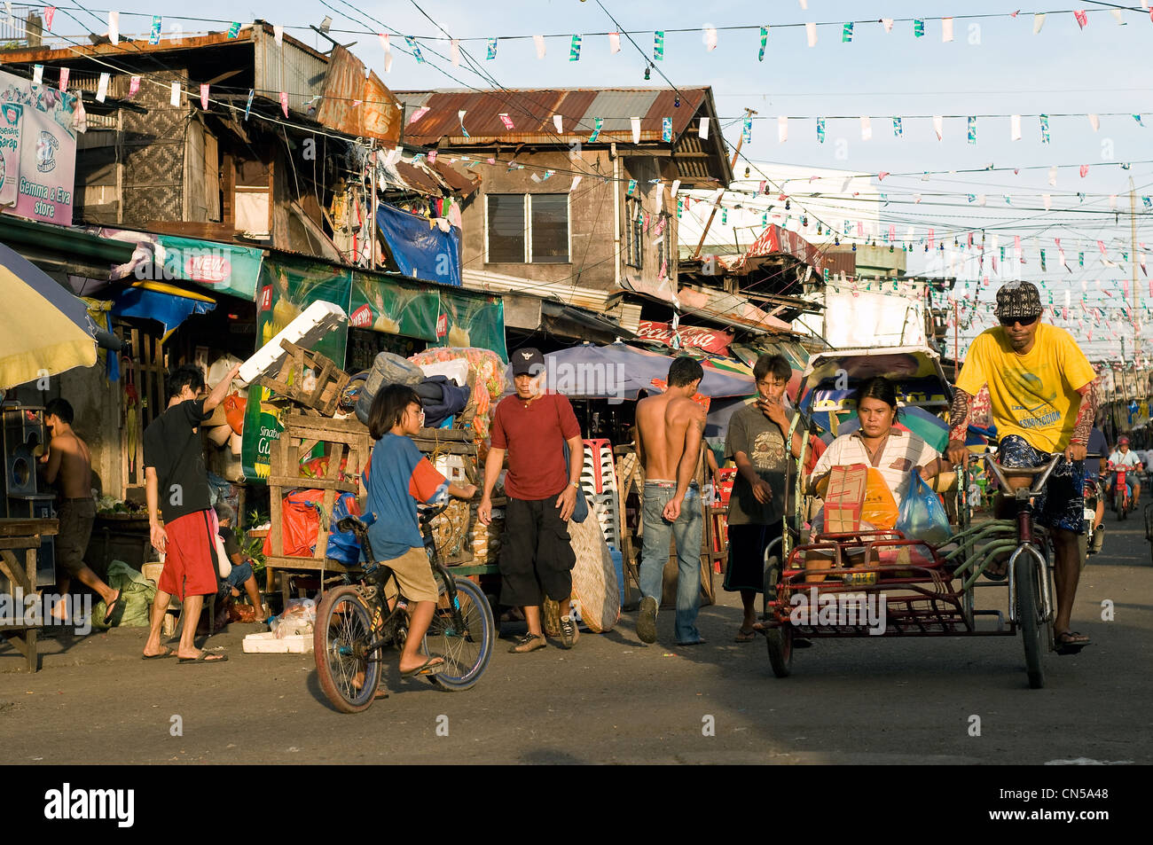 Scène de rue, marché du carbone, le centre-ville de Cebu City aux ...