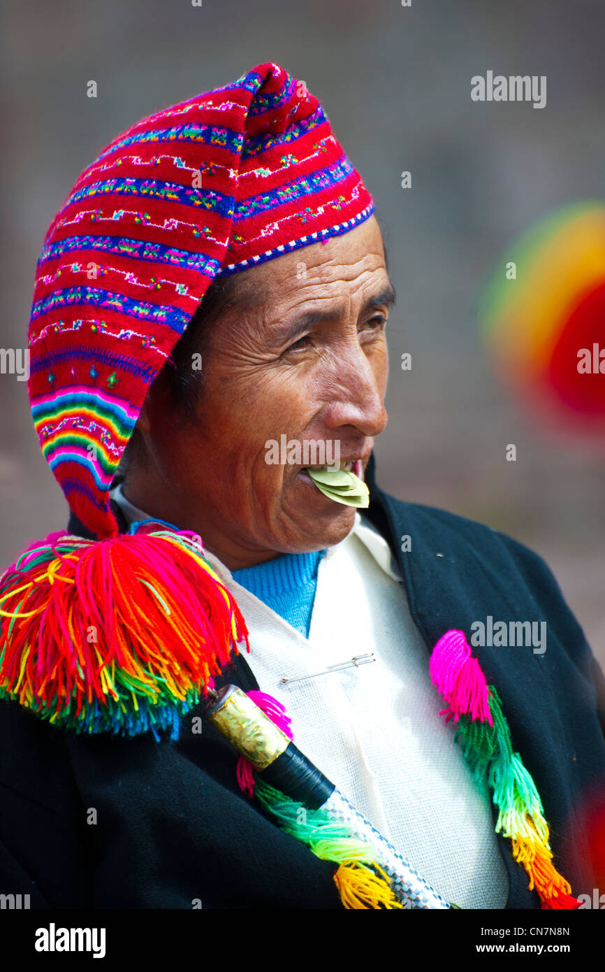 Le Pérou, Puno, lac Titicaca, province de l'île de Taquile, loin du ...