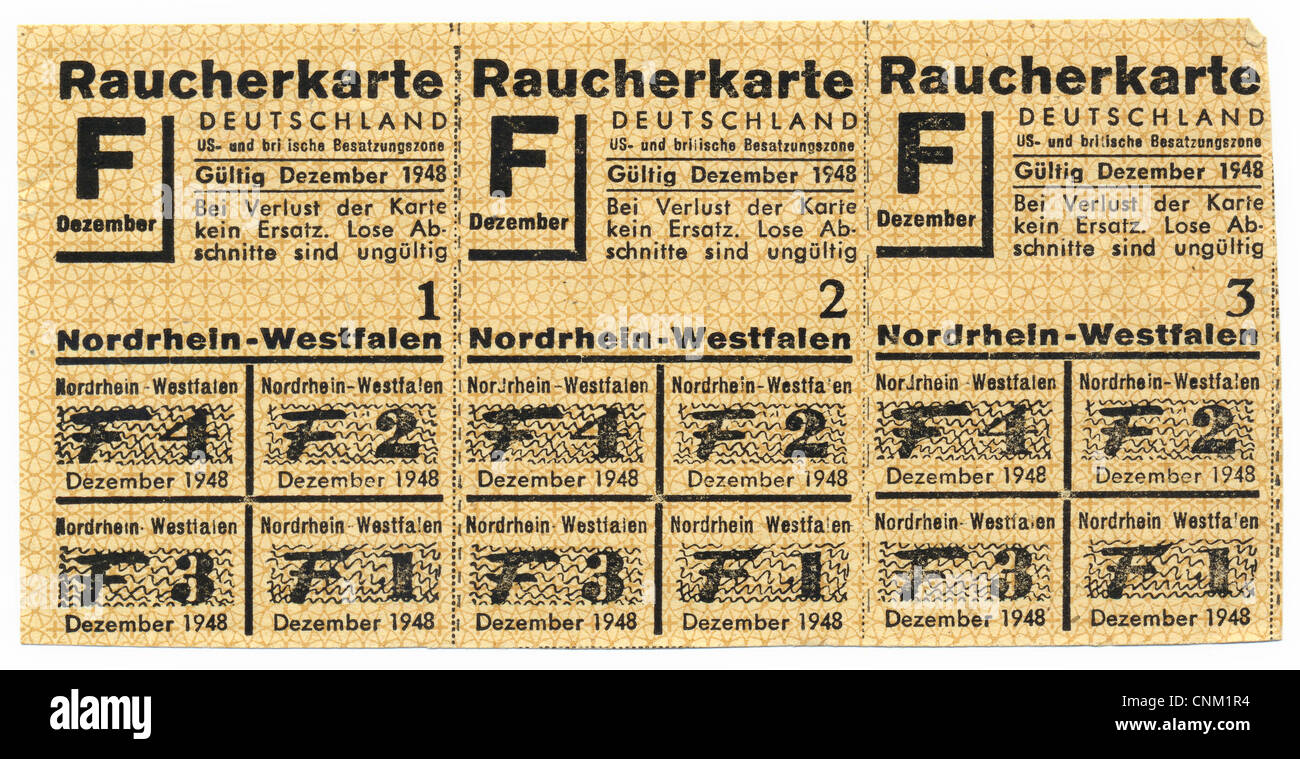 Carte de rationnement pour acheter des produits du tabac Banque de ...