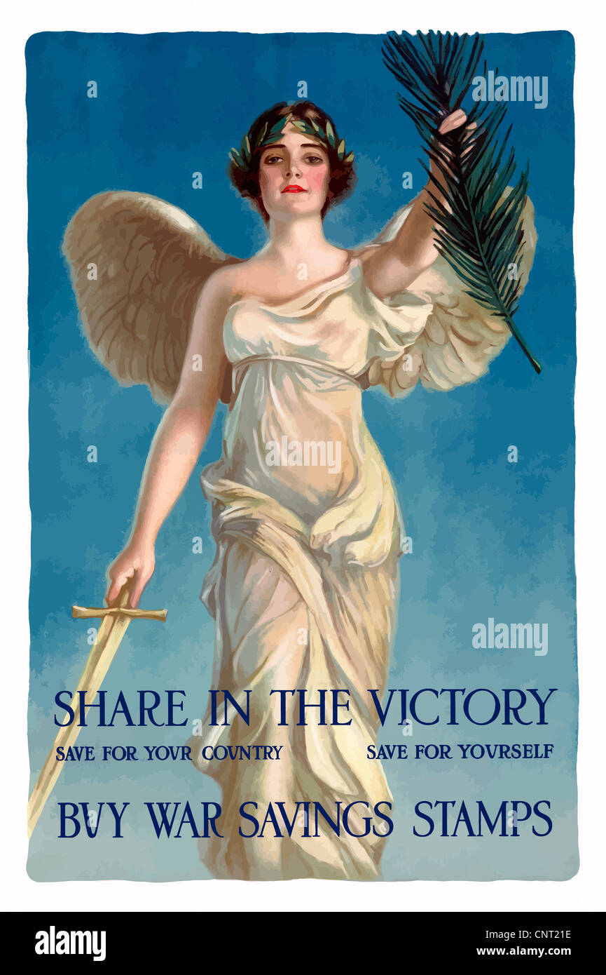 Ce vintage World War One dispose de l'affiche de Lady Liberty tenant ...