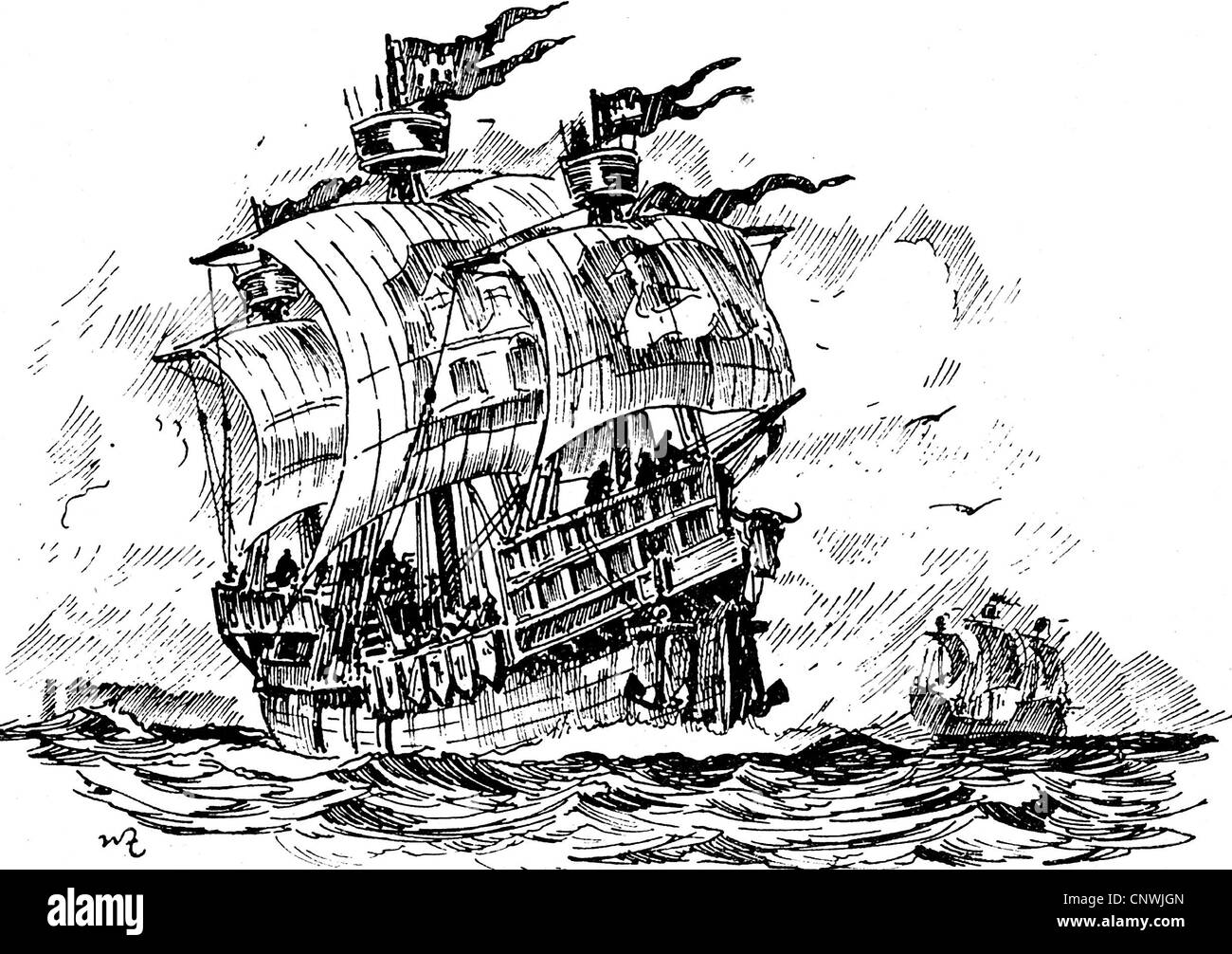 Cog ship Banque d'images noir et blanc - Alamy