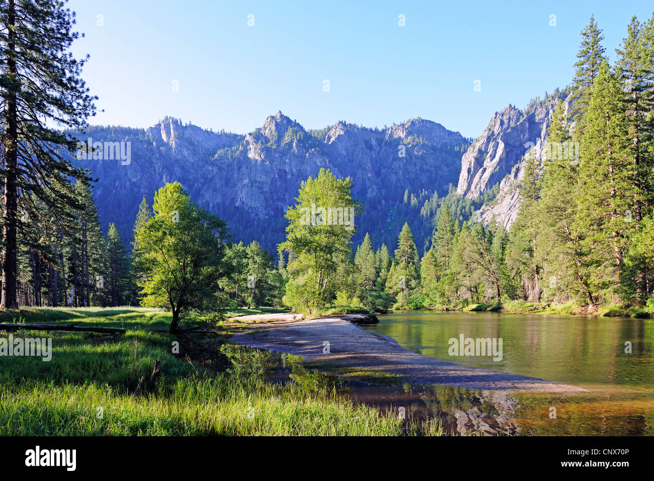 La rivière Merced, paysage visuel, États-Unis, Californie, Yosemite ...