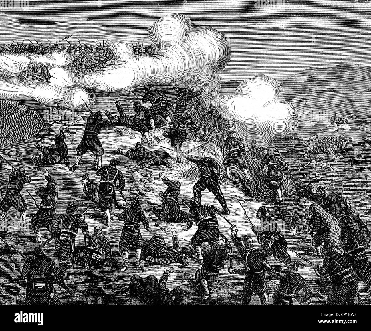 Événements, guerre russo-turque de 1877-1878, bataille du col de Shipka, troupes turques ...