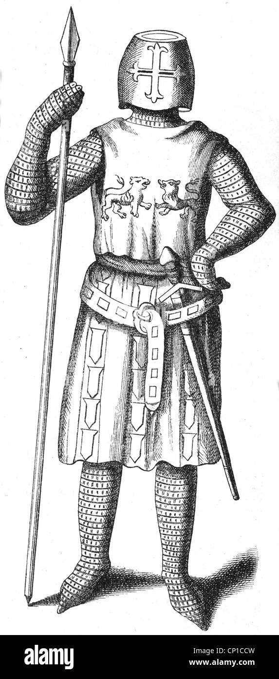 Moyen-âge, les chevaliers, chevalier Français dans l'armure de ...