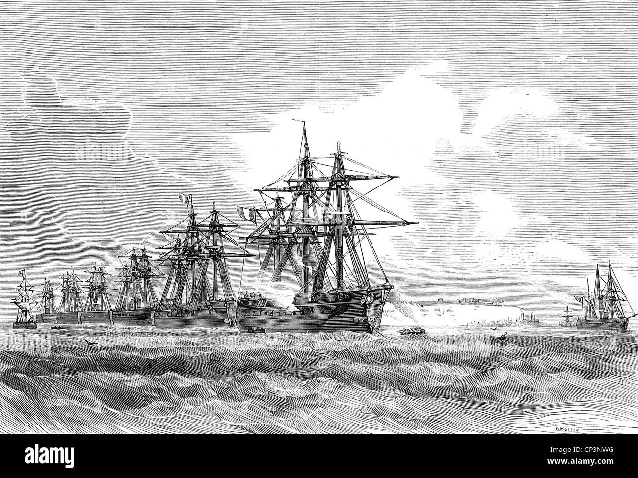 Evénements, guerre franco-prussienne 1870 - 1871, guerre navale, flotte ...