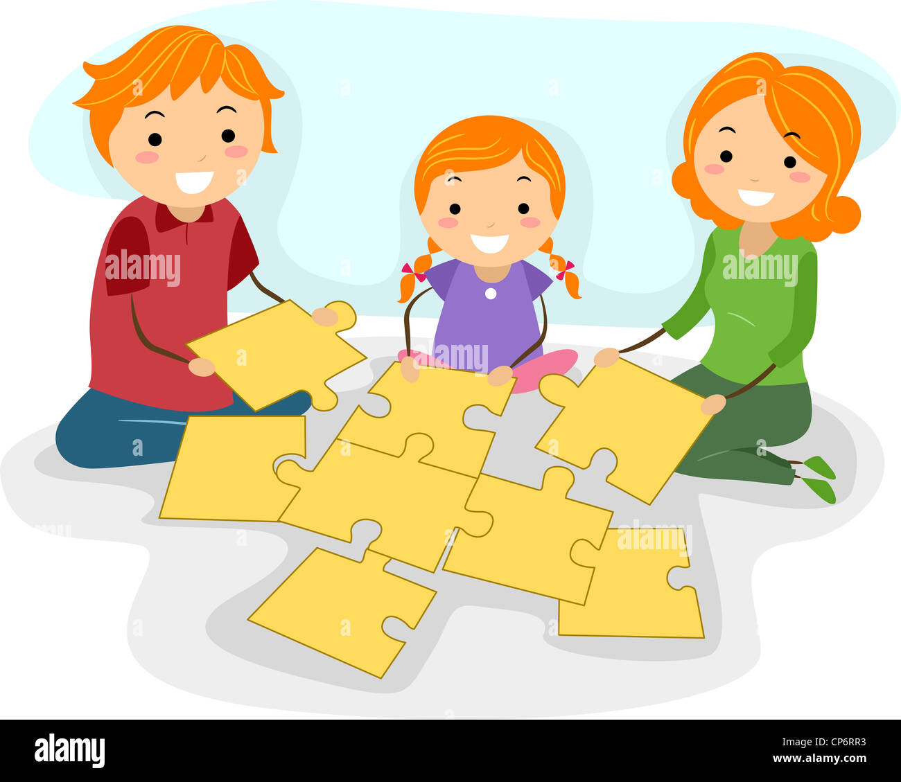 Illustration d'une famille de résoudre un puzzle ensemble Photo Stock ...