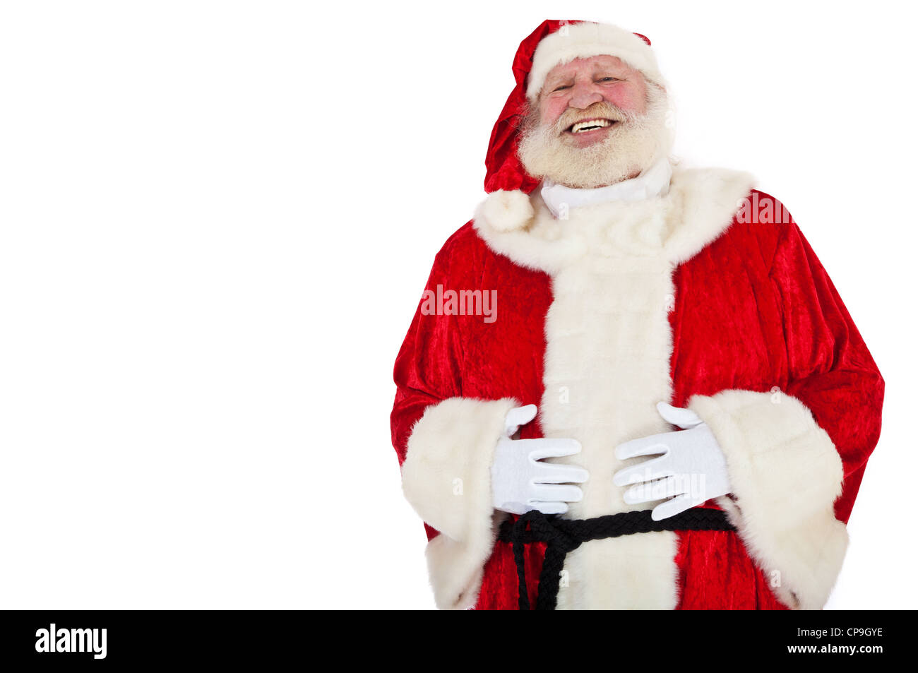 Père Noël en aspect authentique tenant son gros ventre. Le tout sur ...